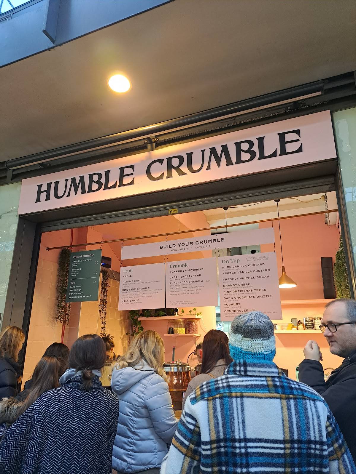 Menu at Humble Crumble restaurant, London, Old Spitalfields Market