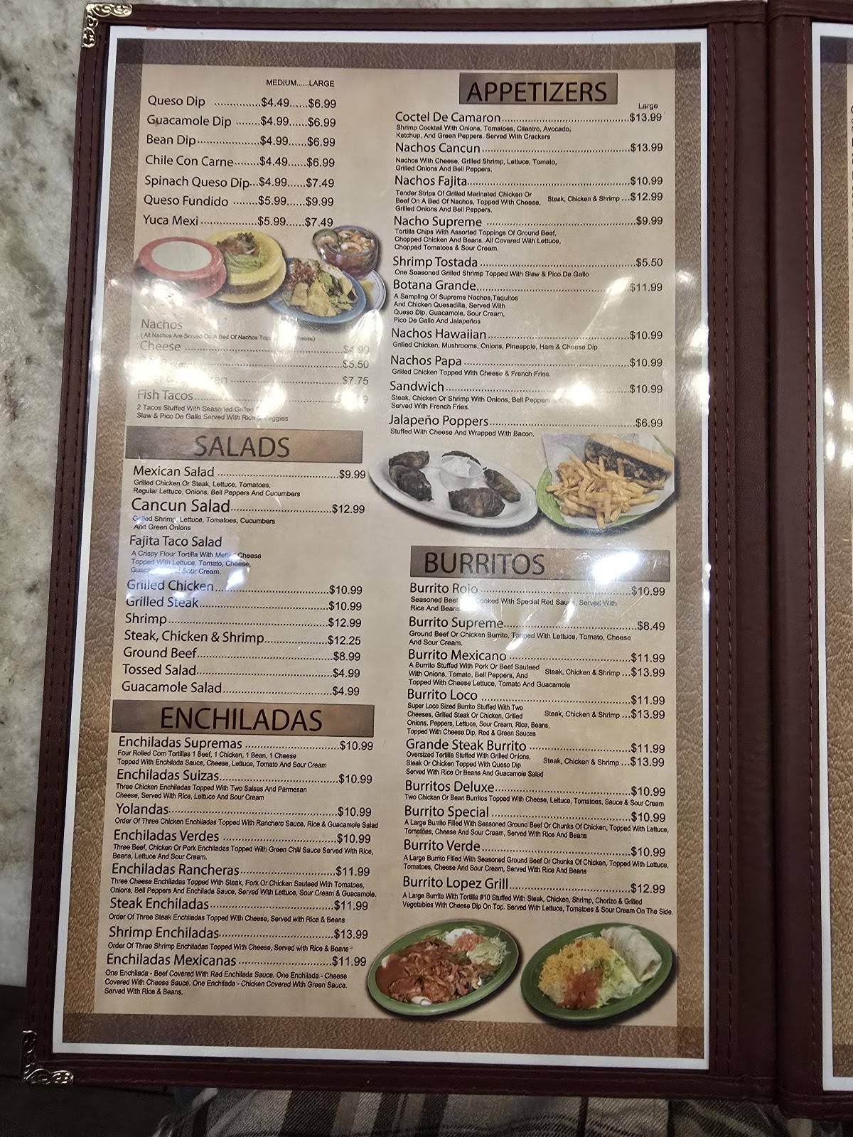 Menu at Lopez Grill restaurant, Bartlett
