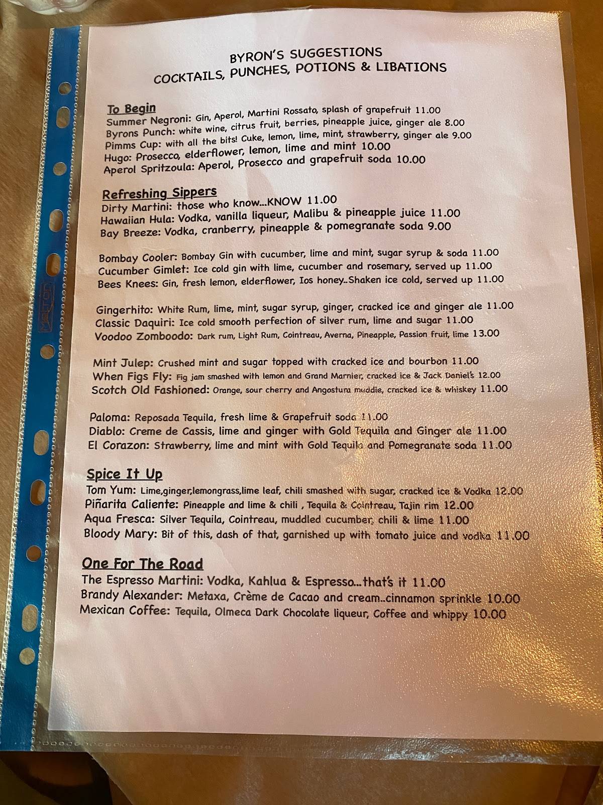 Menu at Lord Byron, Ios