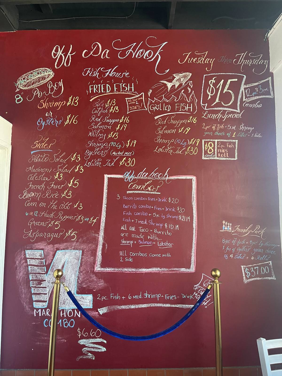 Menu at Off Da Hook Fish House restaurant, Los Angeles