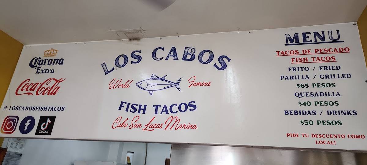 Carta del restaurante Los Cabos Fish Tacos, Cabo San Lucas