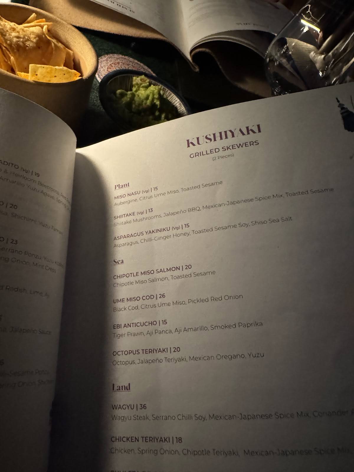 Menu at Los Mochis London City restaurant, London
