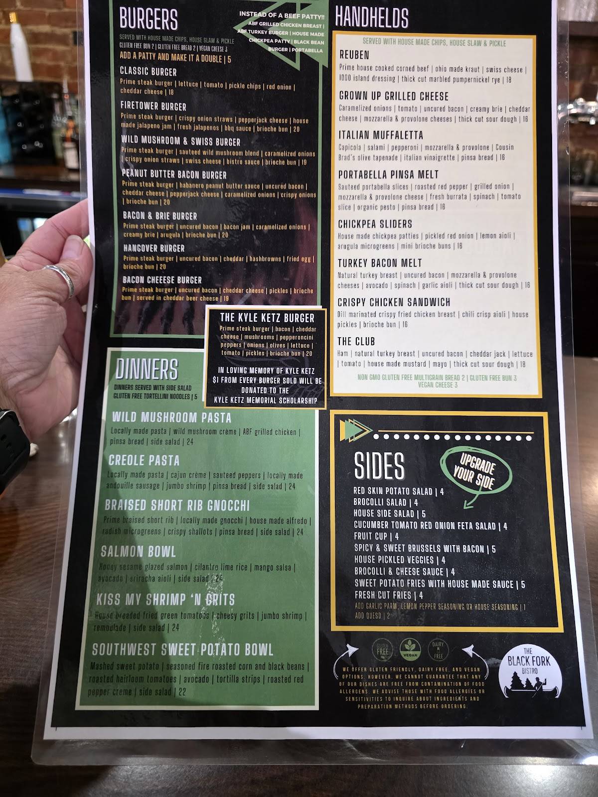 Menu at The Black Fork Bistro pizzeria, Loudonville