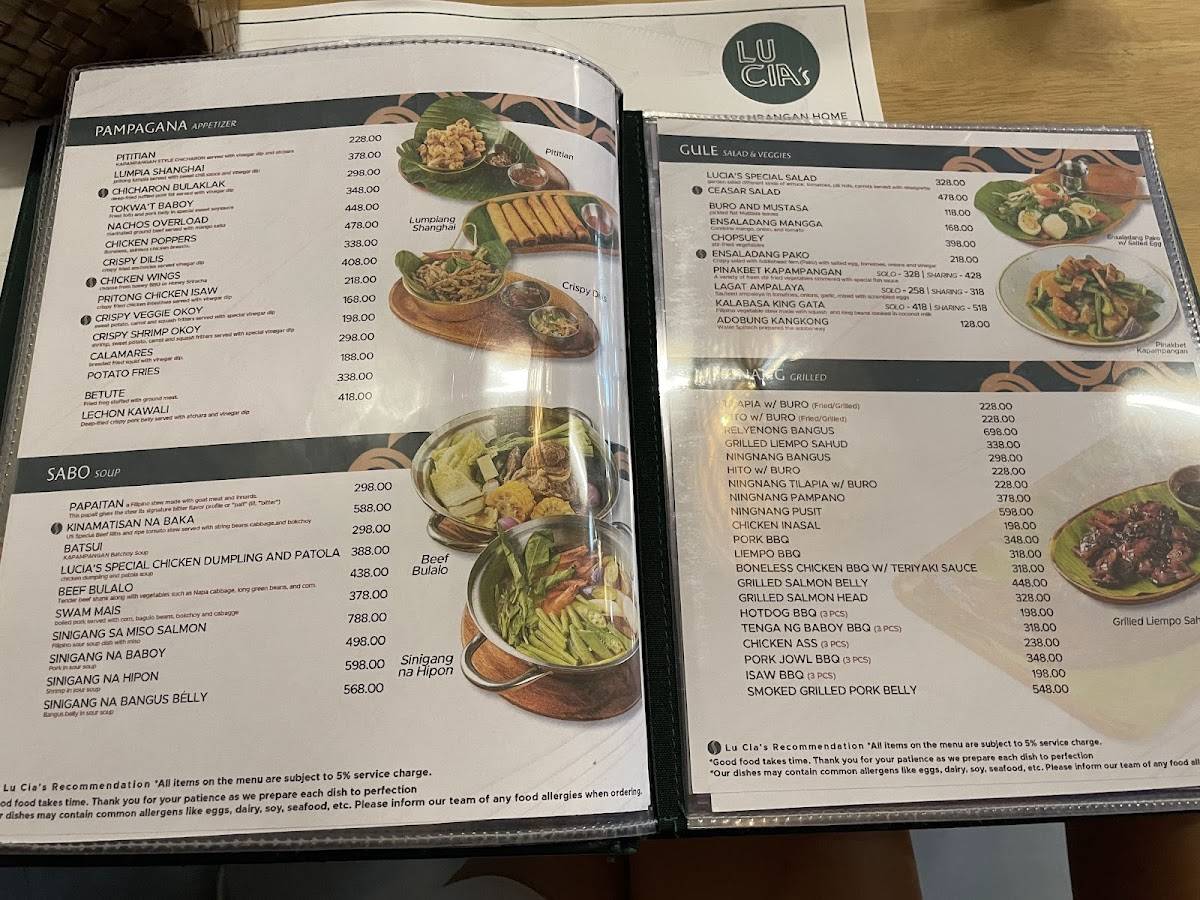 Menu at Lu Cia's Grill and Resto restaurant, Angeles