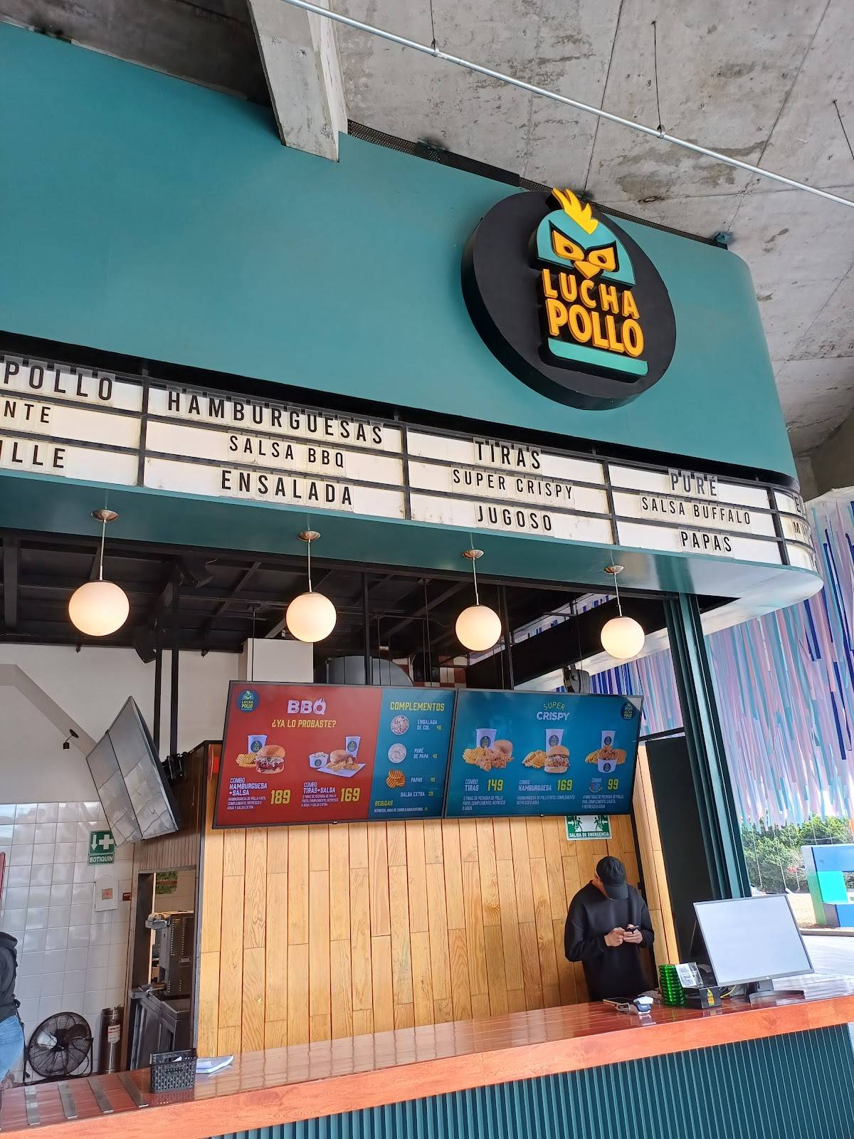 Menu at Lucha Pollo restaurant, Zapopan
