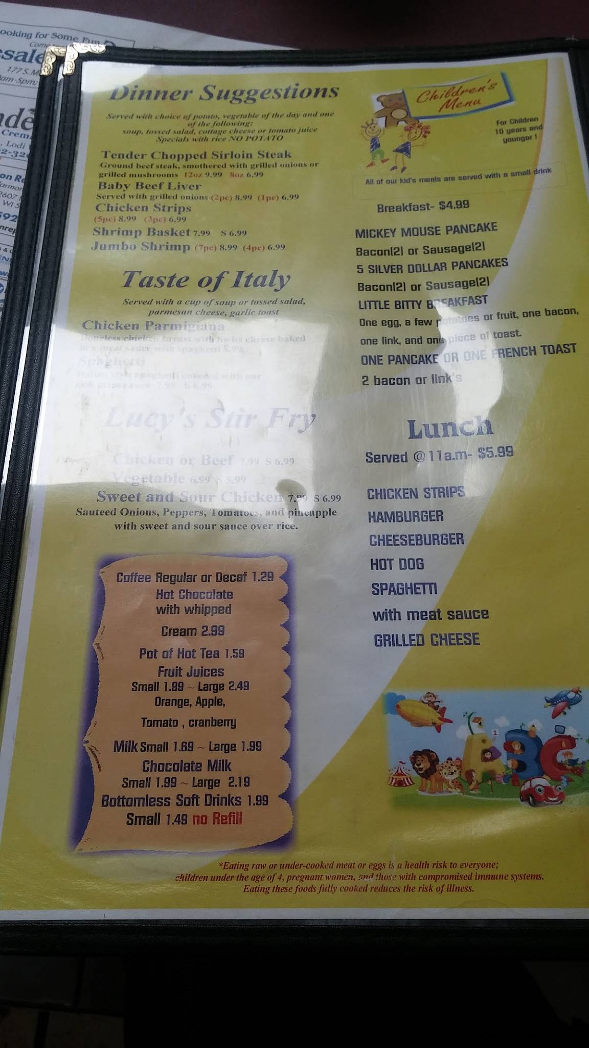 Menu at Lucy's Family Restaurant, Lodi