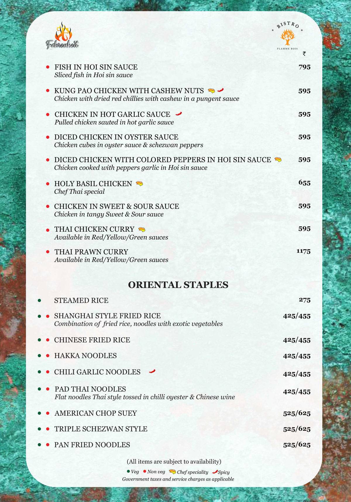 Menu at Bistro Flamme Bois - Canal Road, Ludhiana