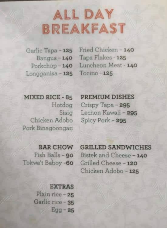 Menu at Luna Specialty Coffee cafe, Muntinlupa