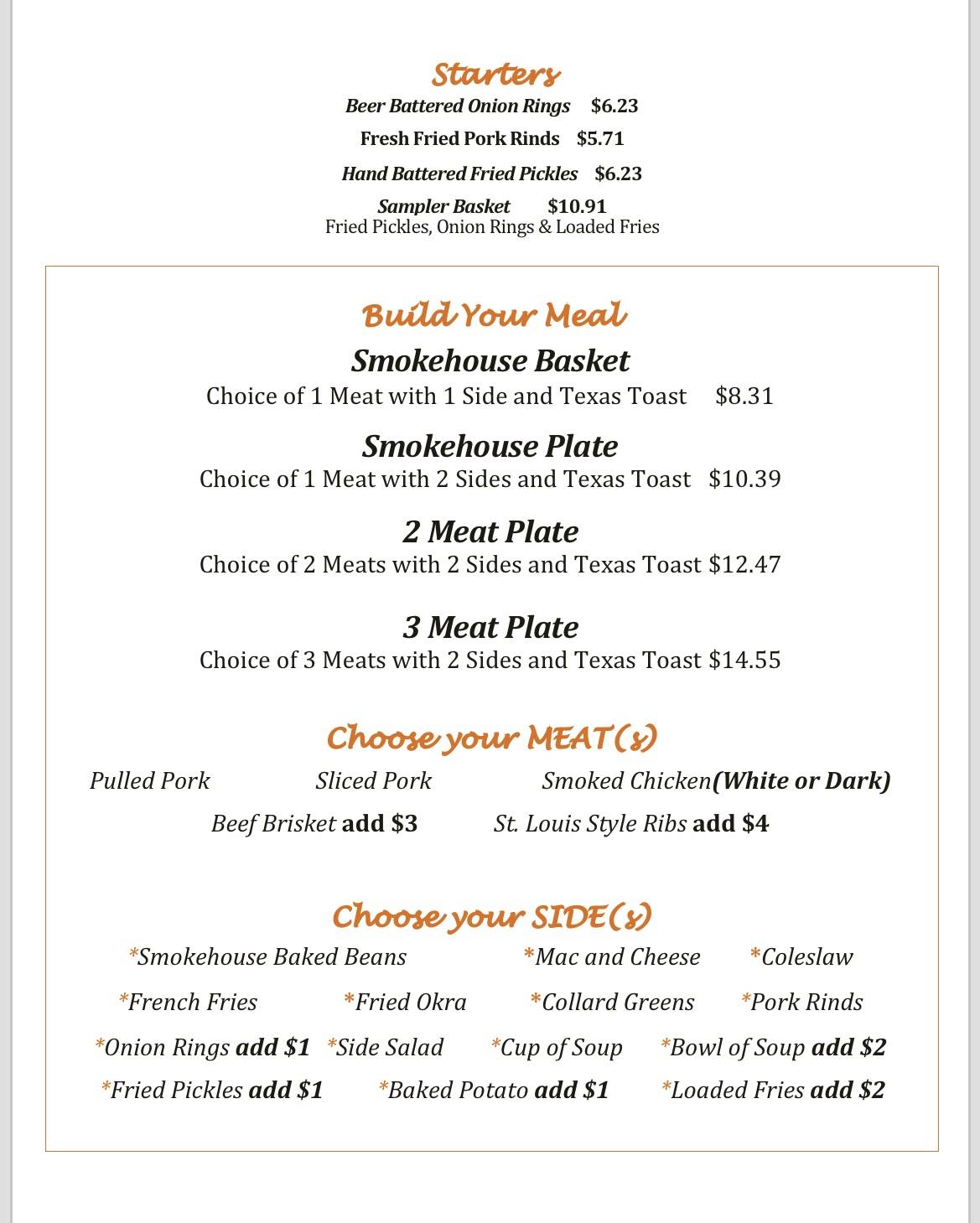 Menu at M & W Smokehouse Barbecue, Bonifay, West