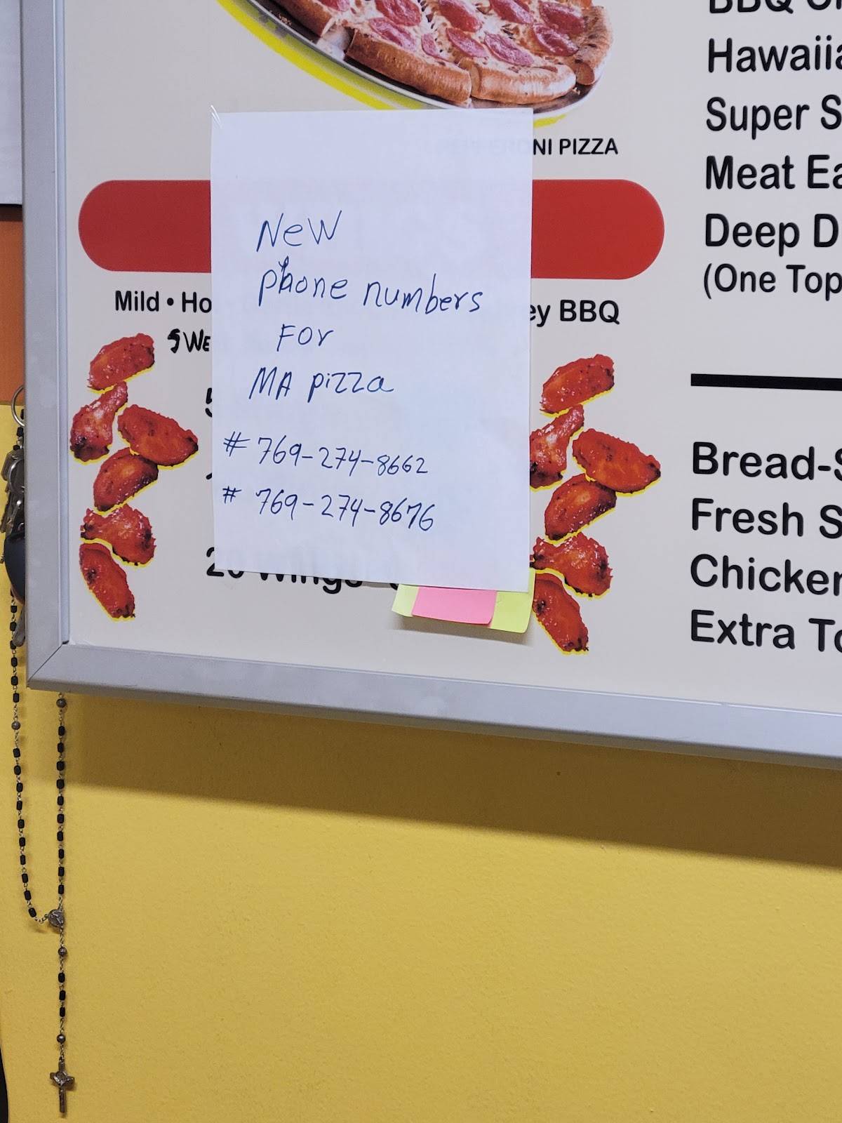 Menu at MA Pizza restaurant, Carthage