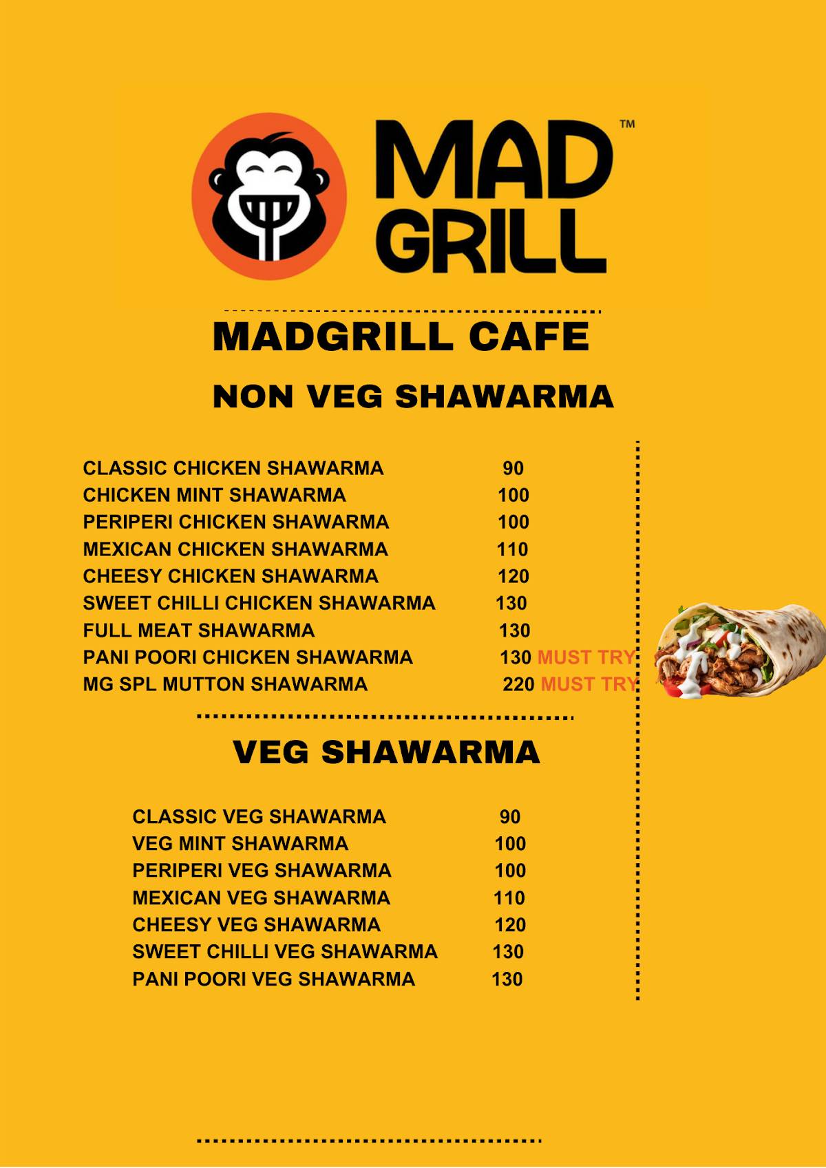 Menu at MAD GRILL ROOFTOP RESTAURANT, Pollachi