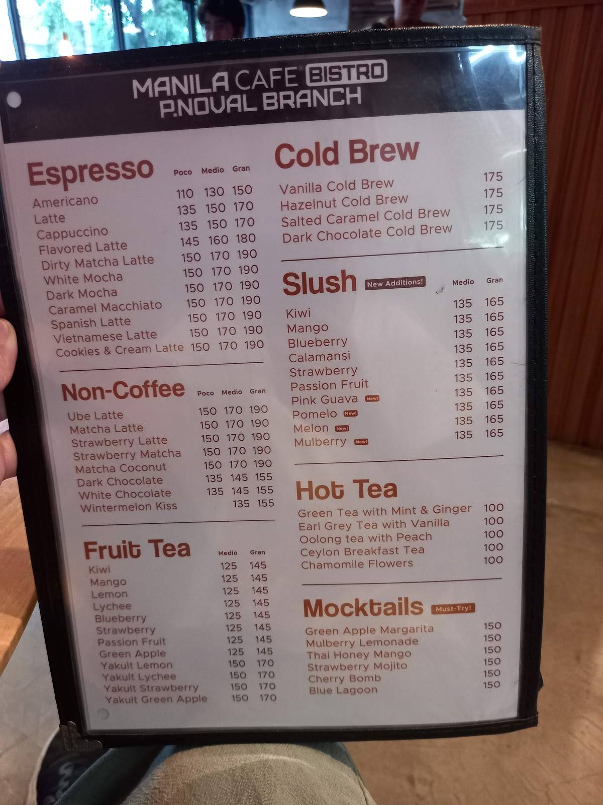 Menu at MANILA CAFE BISTRO, Manila