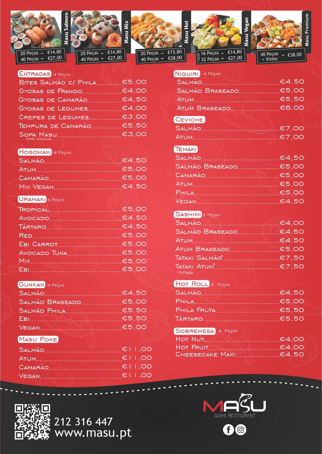 Menu em MASU Sushi restaurante, Montijo