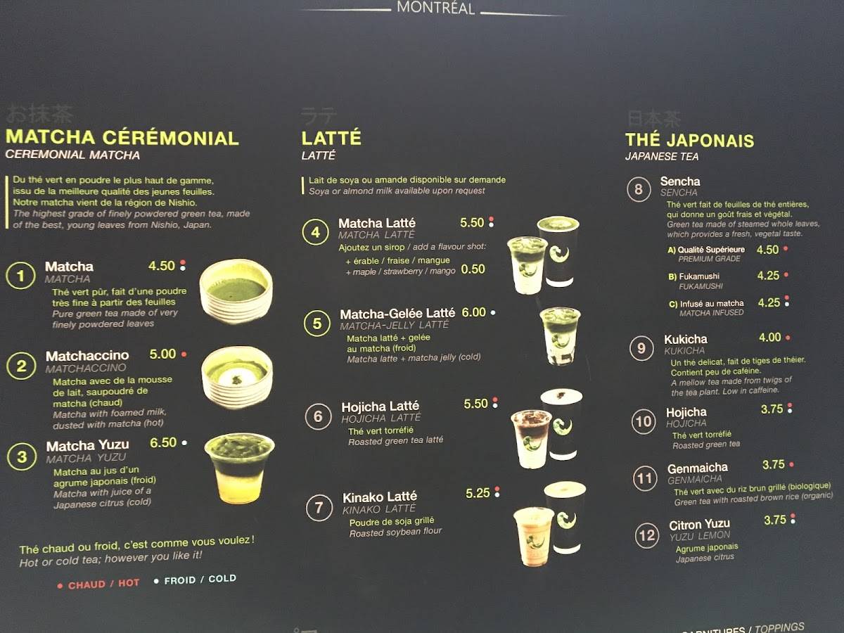 Menu at MATCHA ZANMAI desserts, Montréal