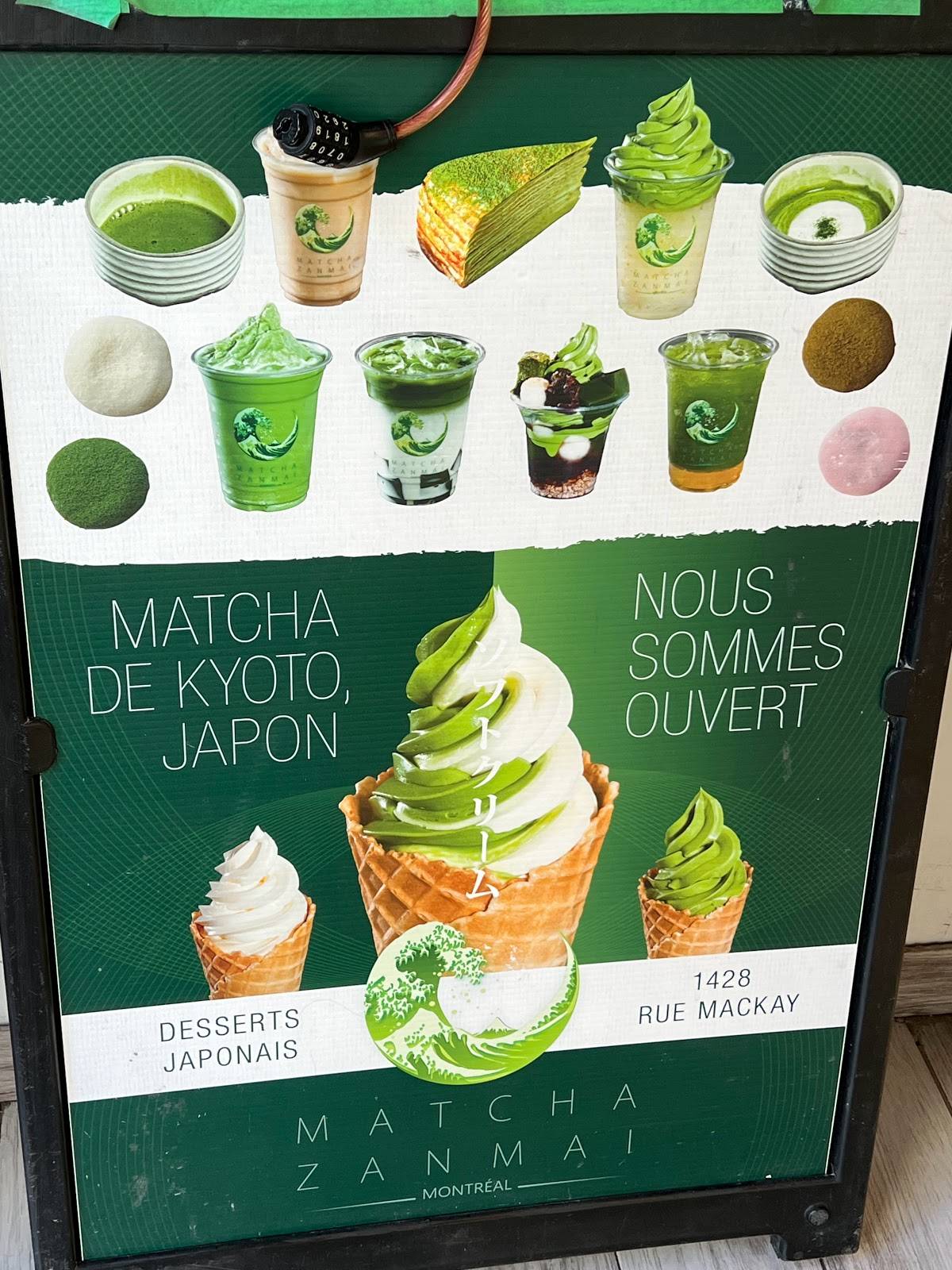 Menu at MATCHA ZANMAI desserts, Montréal