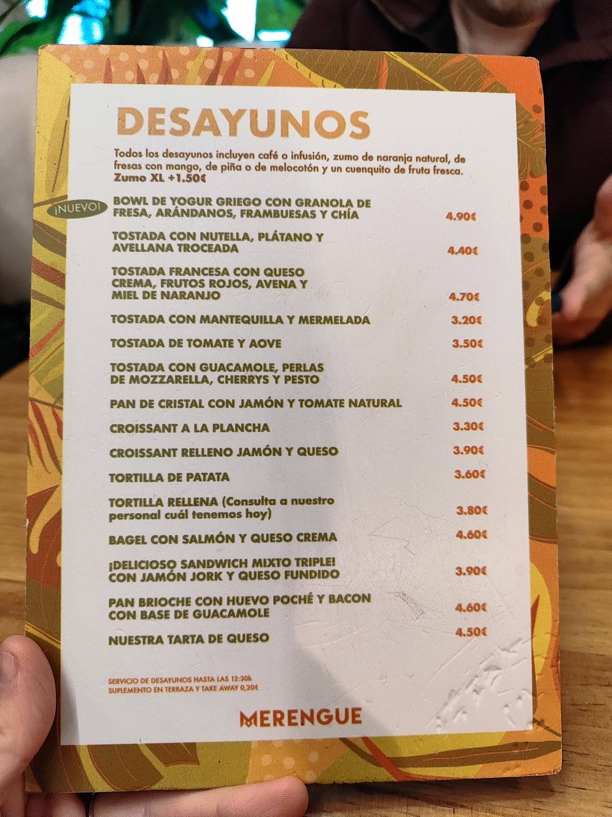 Carta del restaurante MERENGUE, Laguna del Duero