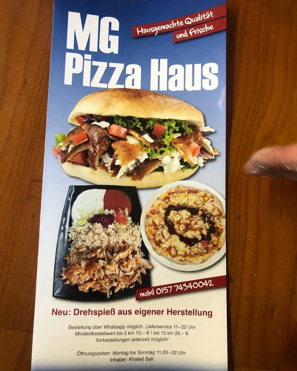 Speisekarte von MG Pizza Haus, Bernhardswald