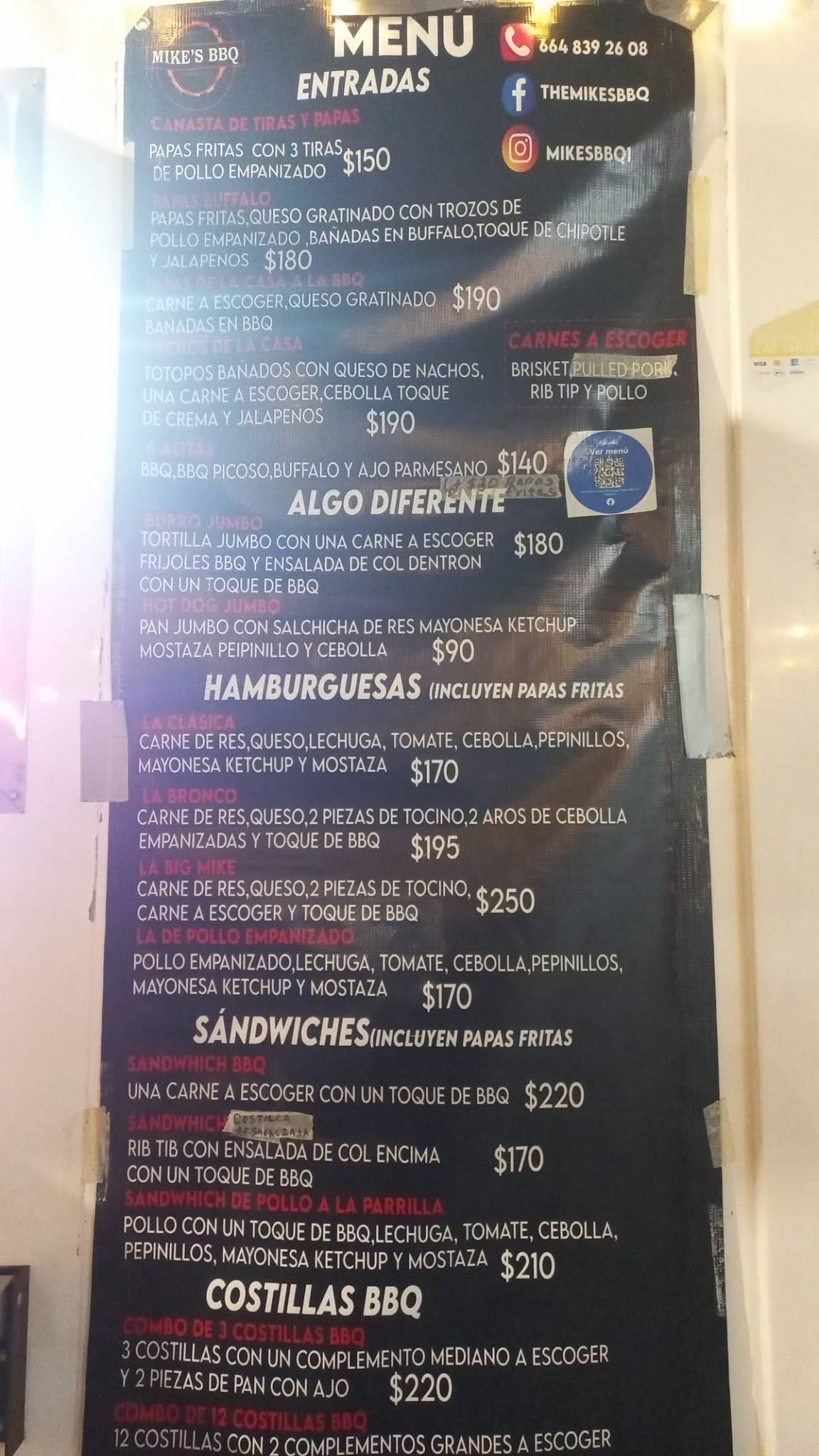 Menu at MIKE'S BBQ, Tijuana
