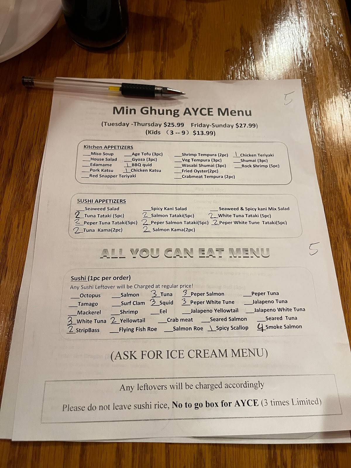 Menu at MIN GHUNG restaurant, Glastonbury, 39 New London Turnpike