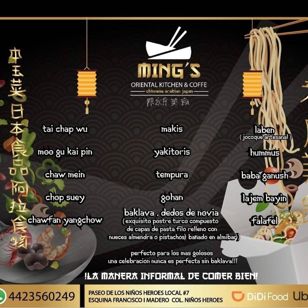 Carta del restaurante MINGS ORIENTAL KITCHEN, Santiago del Querétaro
