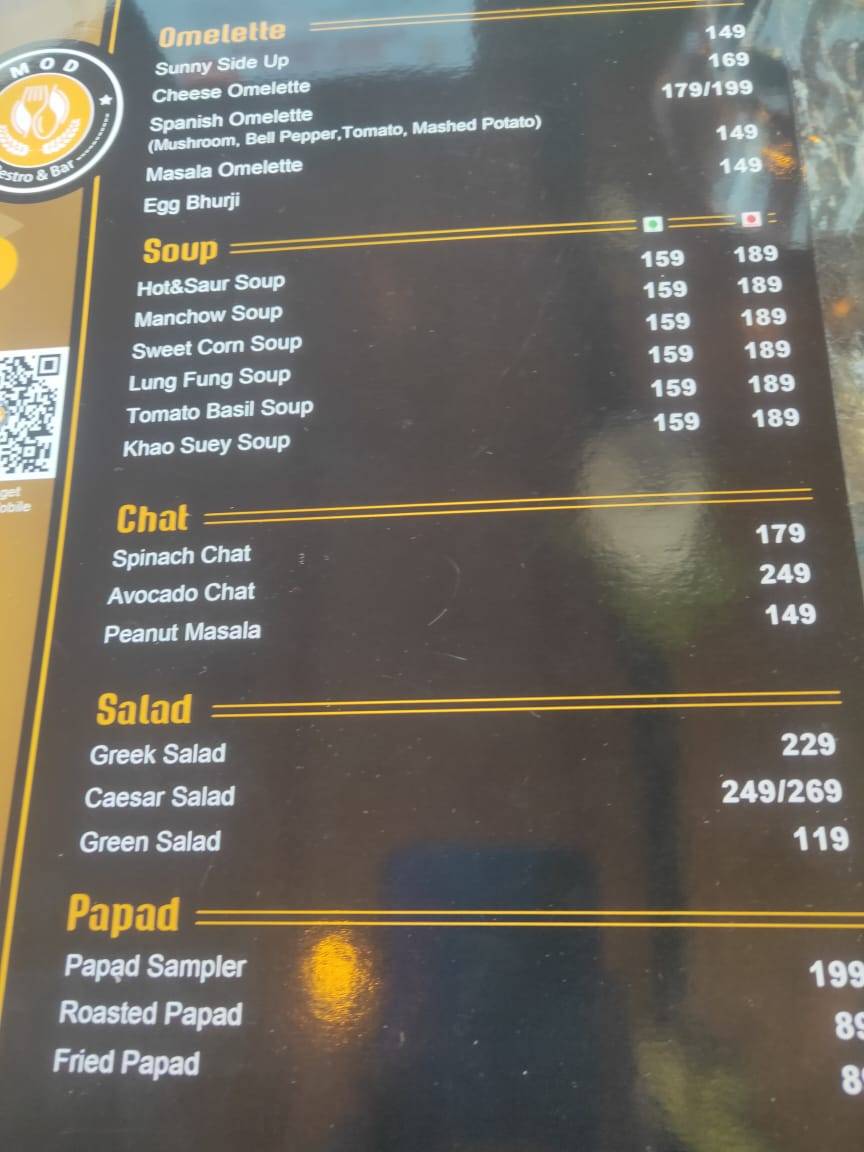 Menu at MINISTRY OF DOON, Dehradun