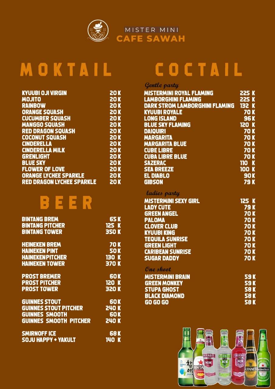 Menu at MISTER MINI CAFE SAWAH, Lubuk Pakam