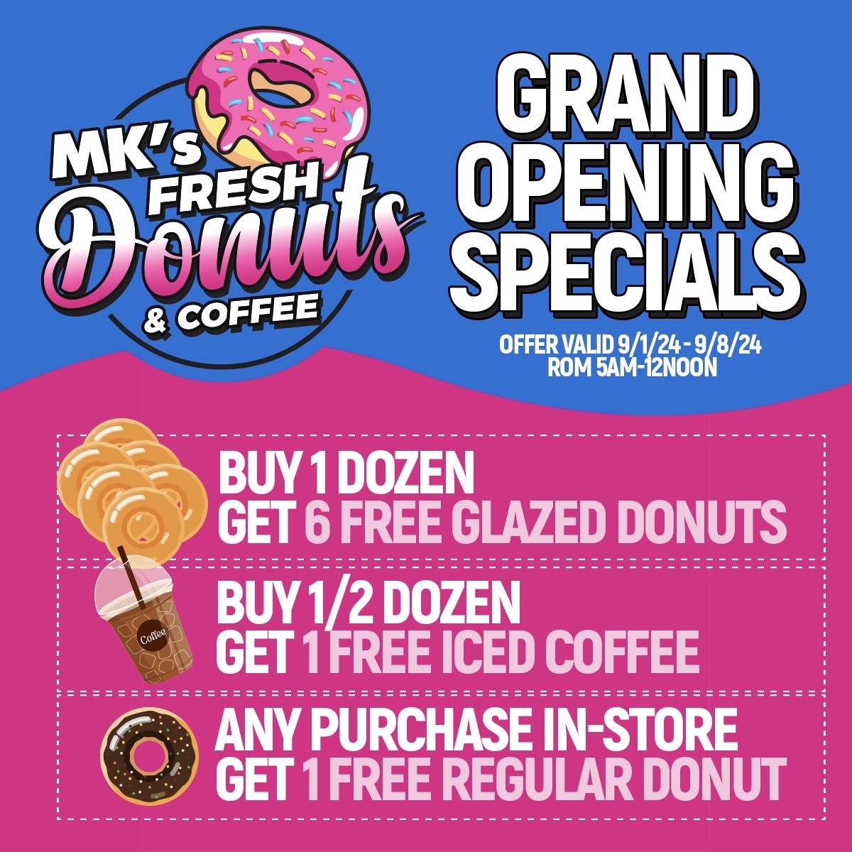 Menu at MK’s Fresh Donuts & Coffee restaurant, Glendale, W Olive Ave