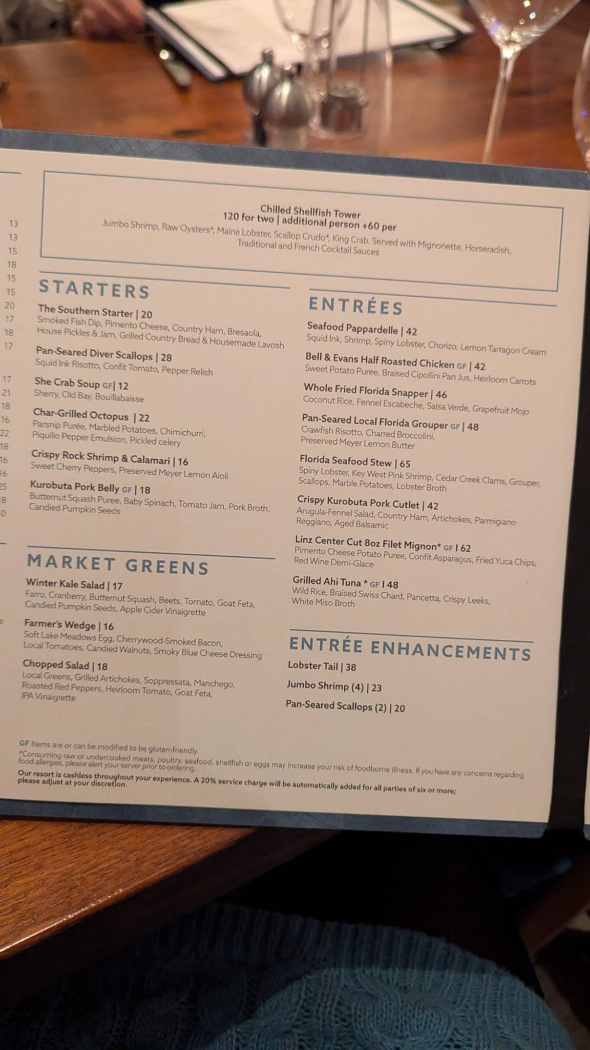 Menu at MOOR restaurant, Kissimmee