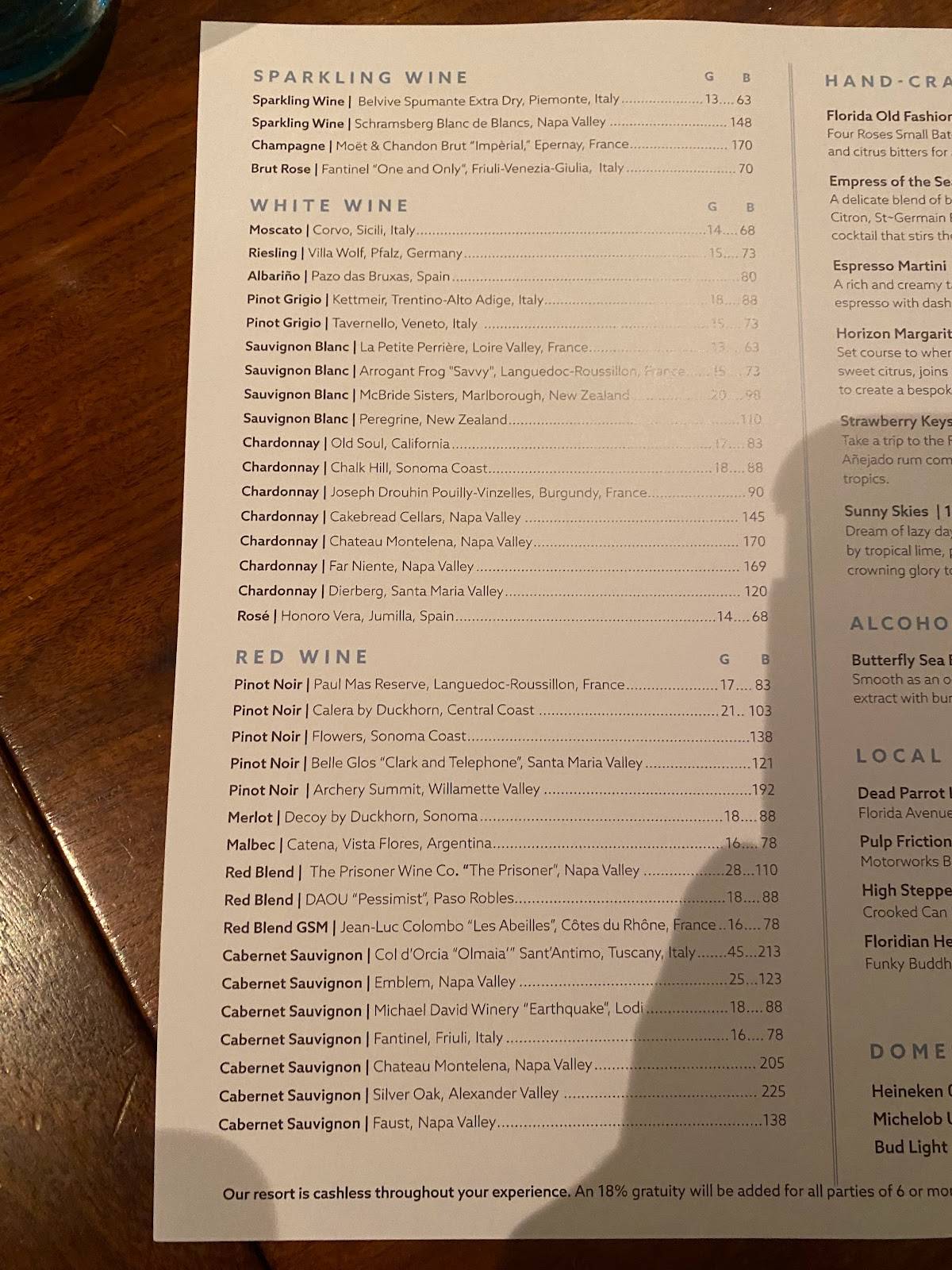 Menu at MOOR restaurant, Kissimmee