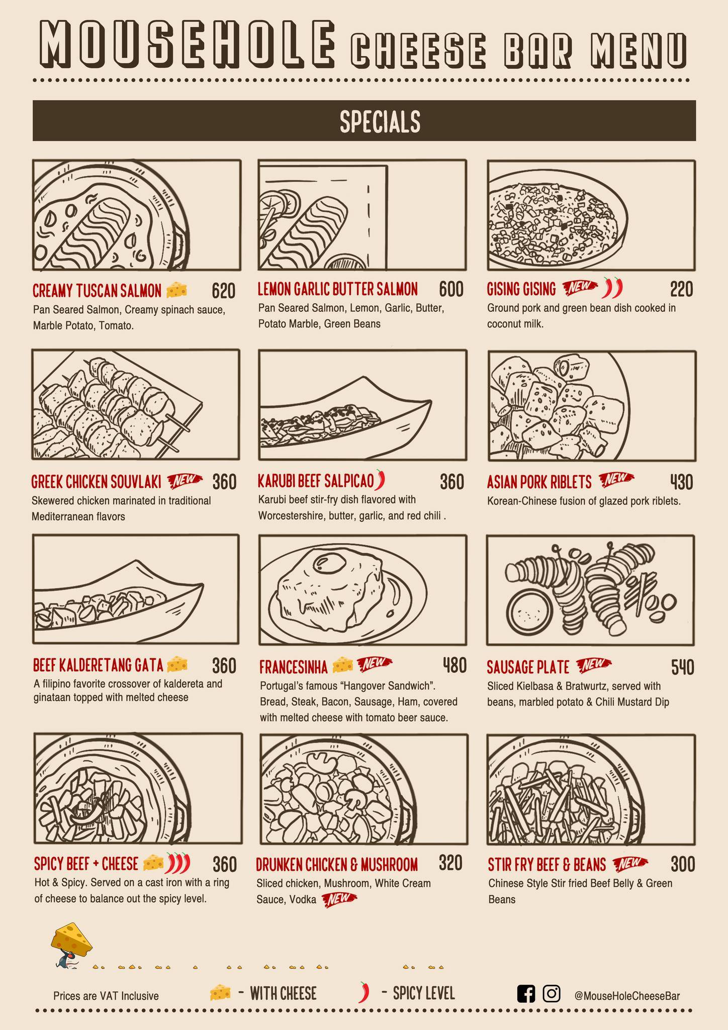 Menu at MOUSE HOLE Cheese Bar X Restaurant, Malvar