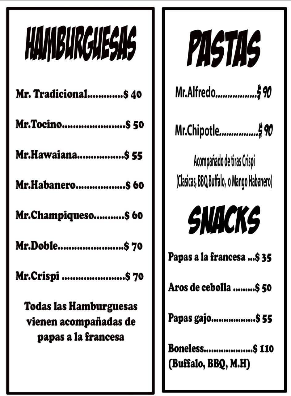Menu at MR BIGOTES restaurant, Merida