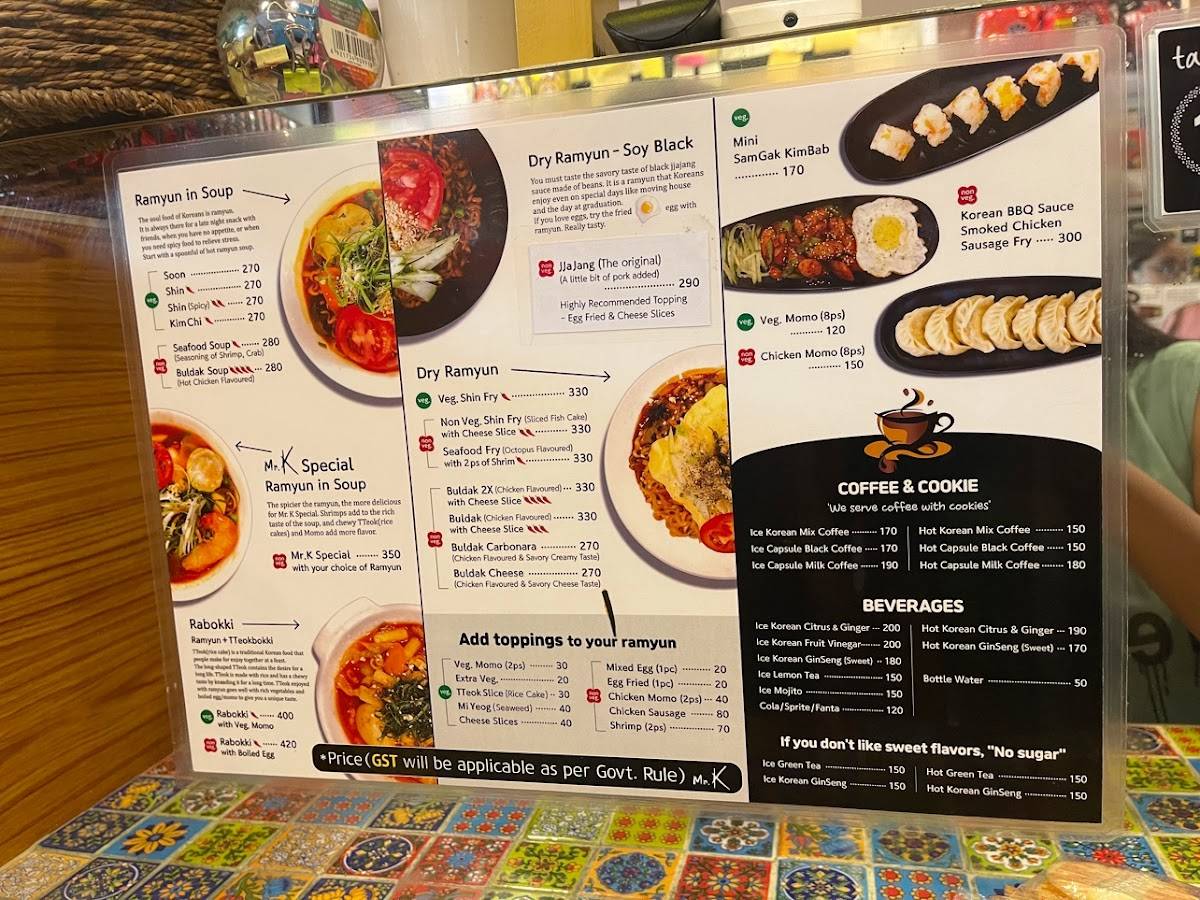 Menu at MR. K RAMYUN CAFE, New Delhi, Shop.5