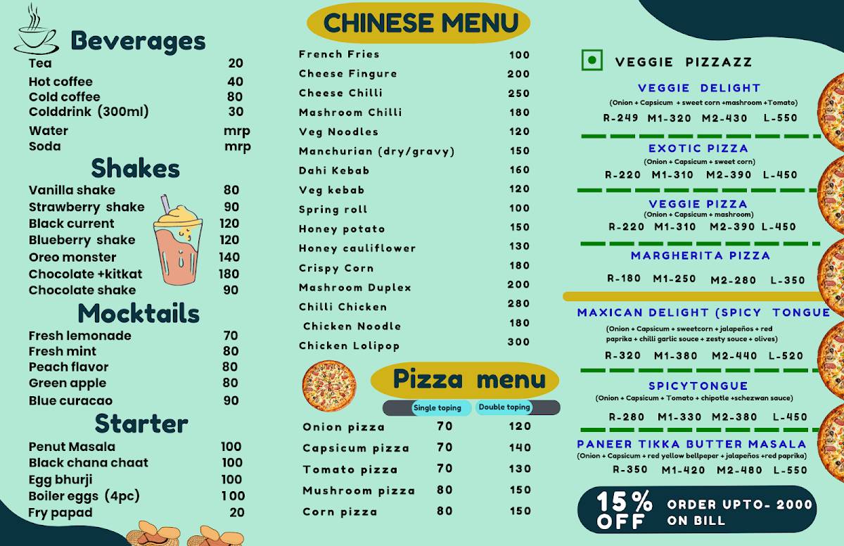 Menu at MRG food farm, Pinjore