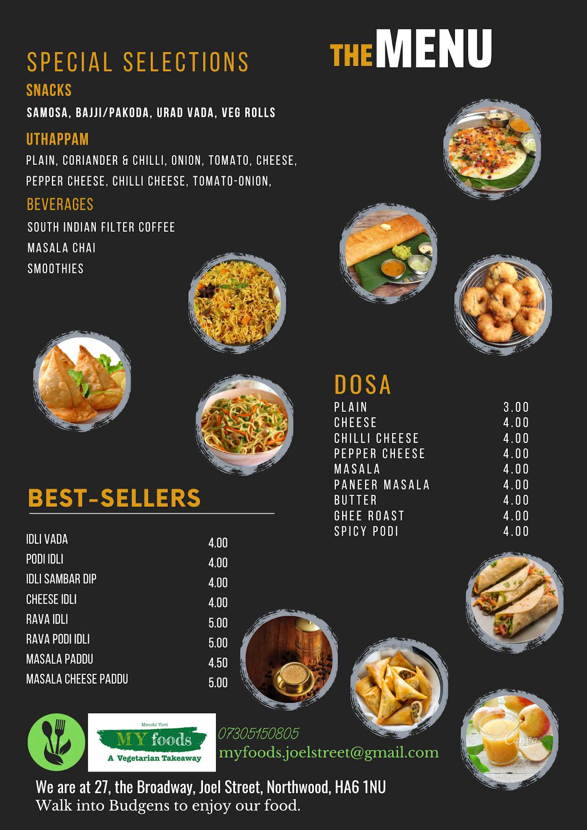 Menu at MY Foods restaurant, Northwood