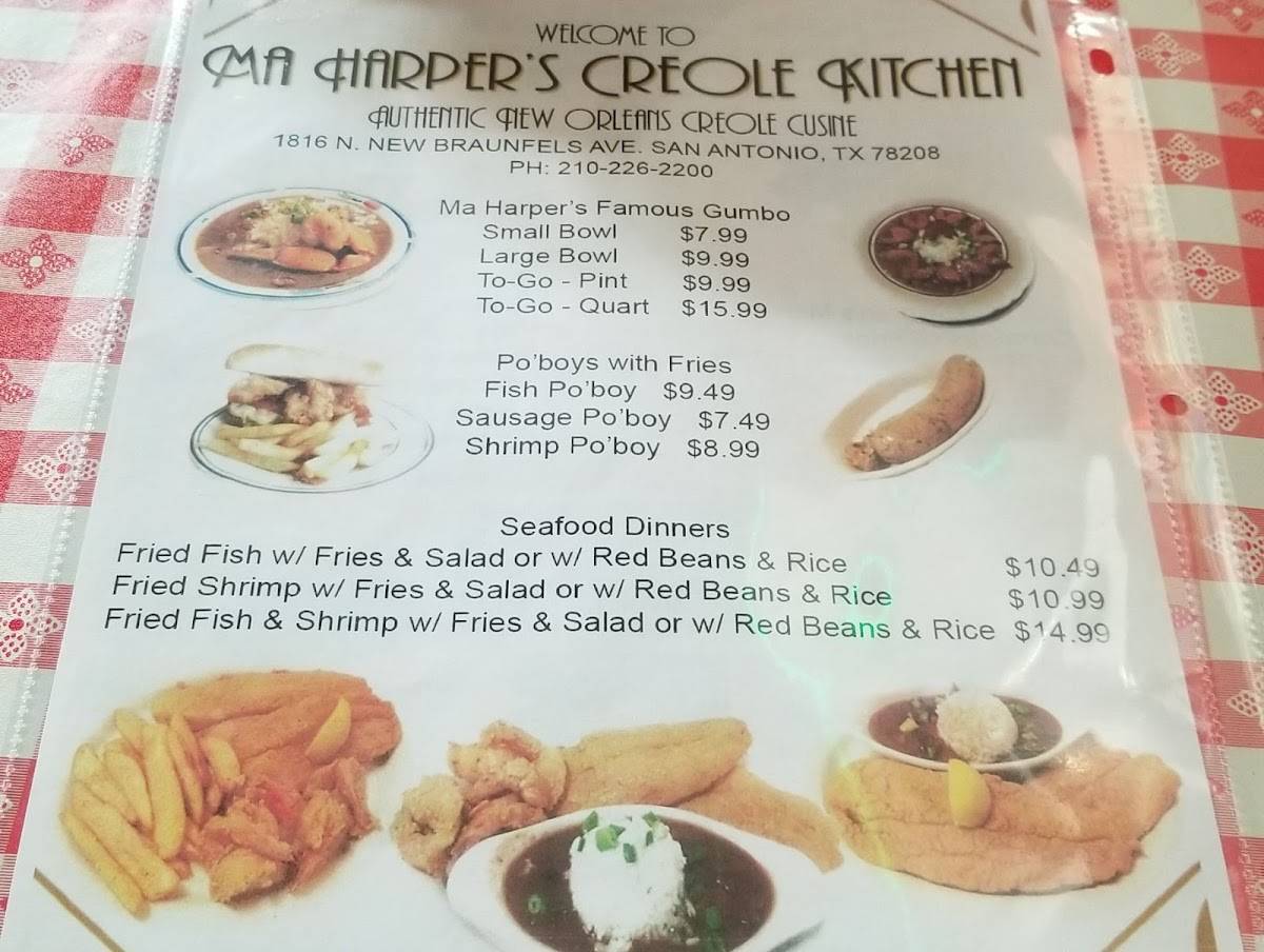 Menu at Ma Harper's Creole Kitchen desserts, San Antonio