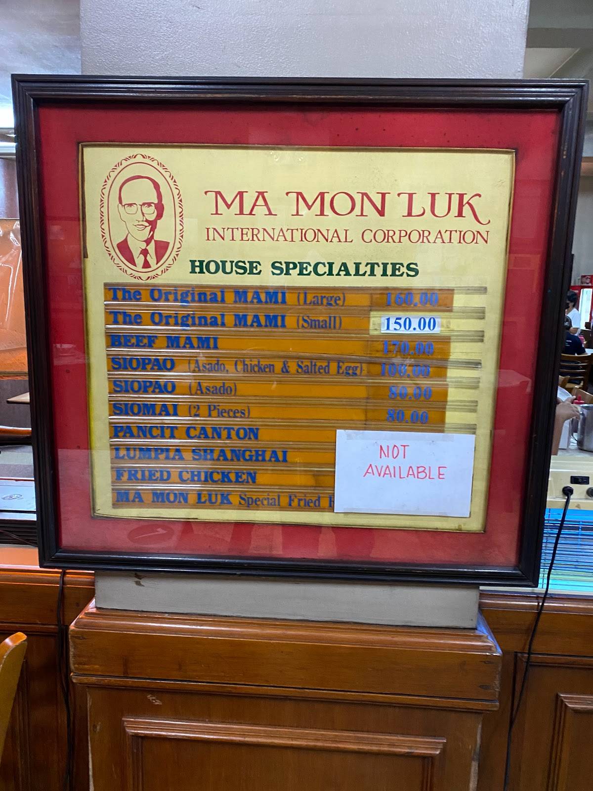 Menu at Ma Mon Luk restaurant, Quezon City, J2F5+54R