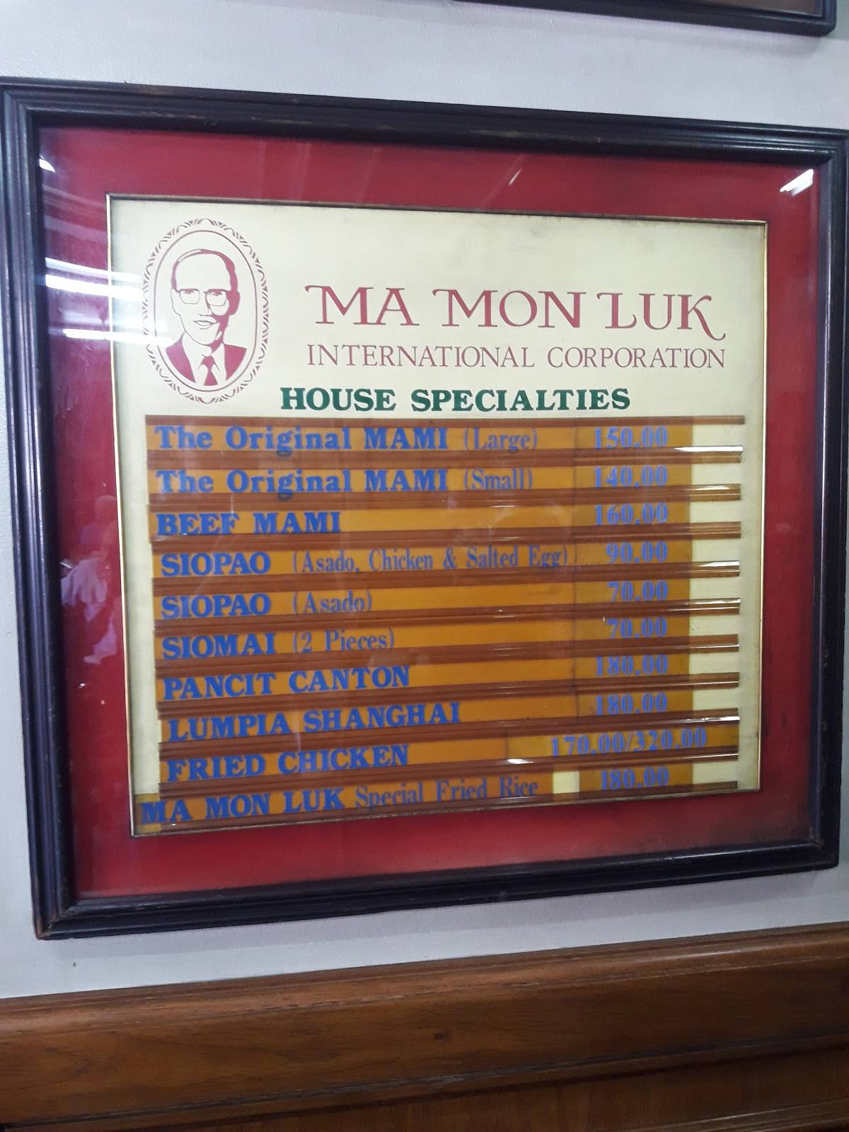 Menu at Ma Mon Luk restaurant, Quezon City, J2F5+54R