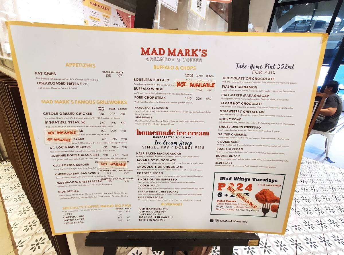 Menu at Mad Mark's Creamery UPTown Center Katipunan Avenue restaurant ...