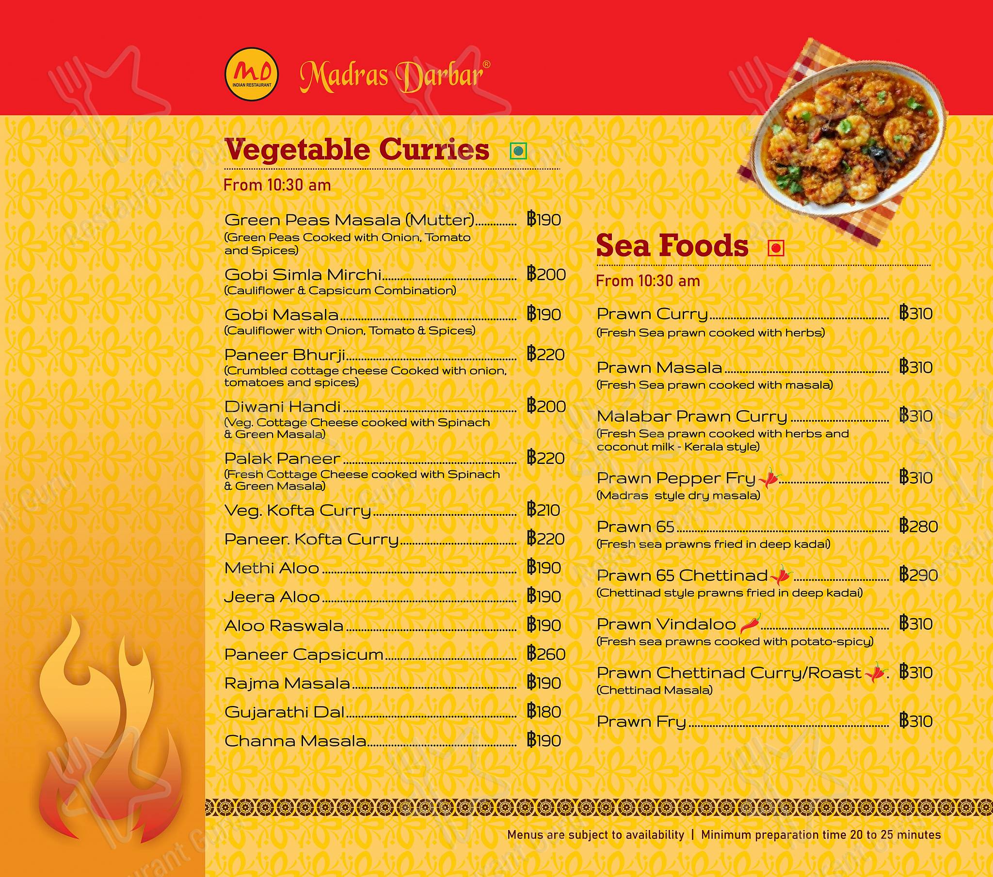 Menu at Madras Darbar Indian Restaurant, Pattaya City, 519 104 Pattaya ...