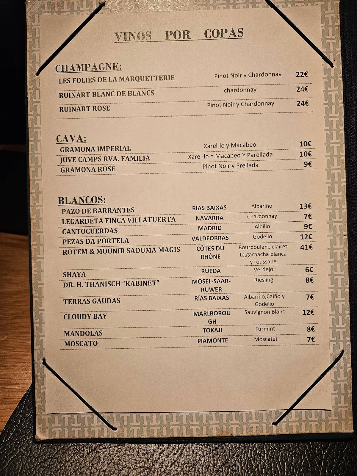 Carta de Restaurante Ten Con Ten, Madrid, Cl. de Ayala