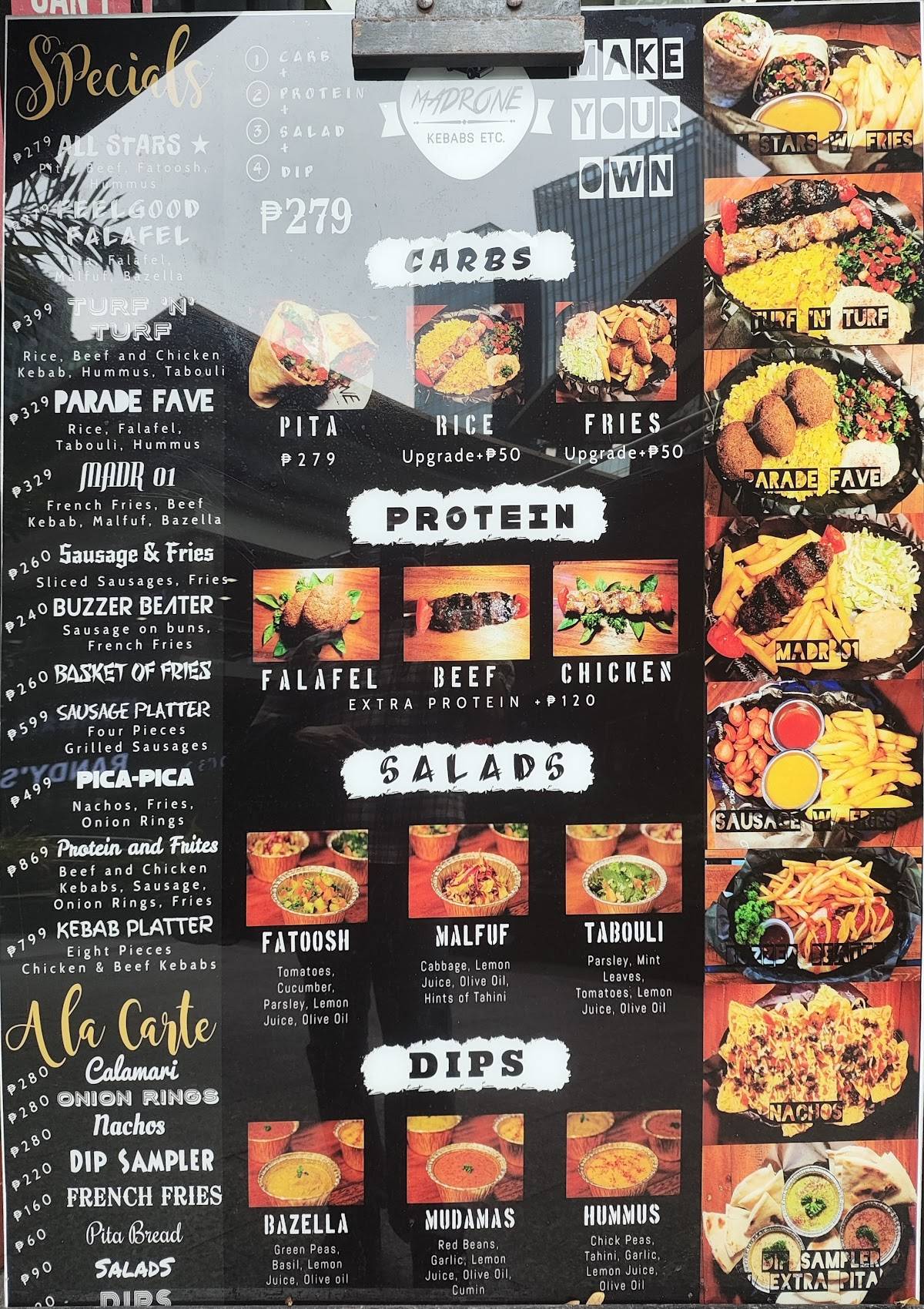 Menu at Madrone Kebabs Etc. restaurant, Taguig, H353+3G7 Uptown Parade