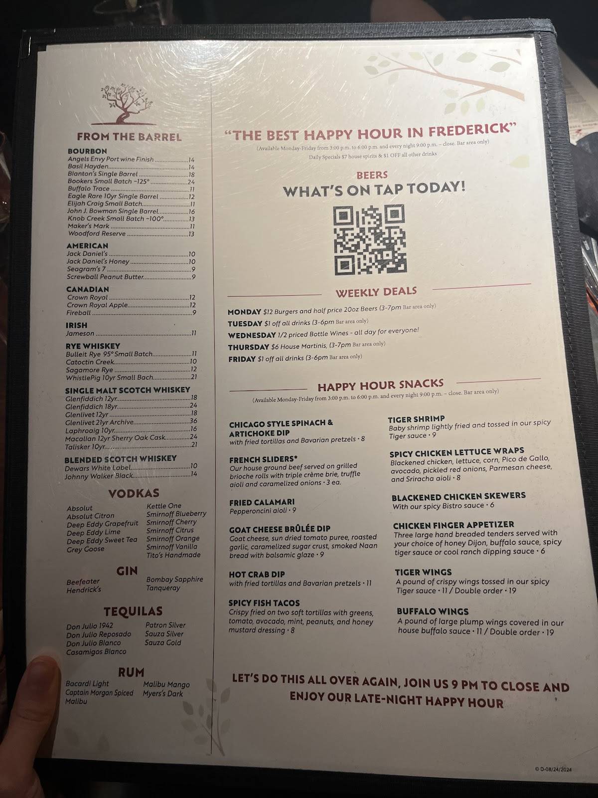 Menu at Madrones pub & bar, Frederick, Wormans Mill Rd
