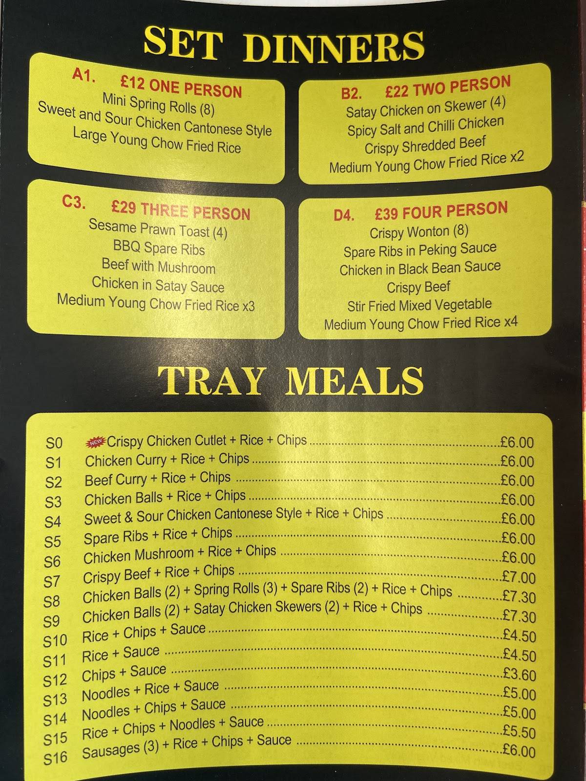 Menu at Moon House fast food, Maesteg