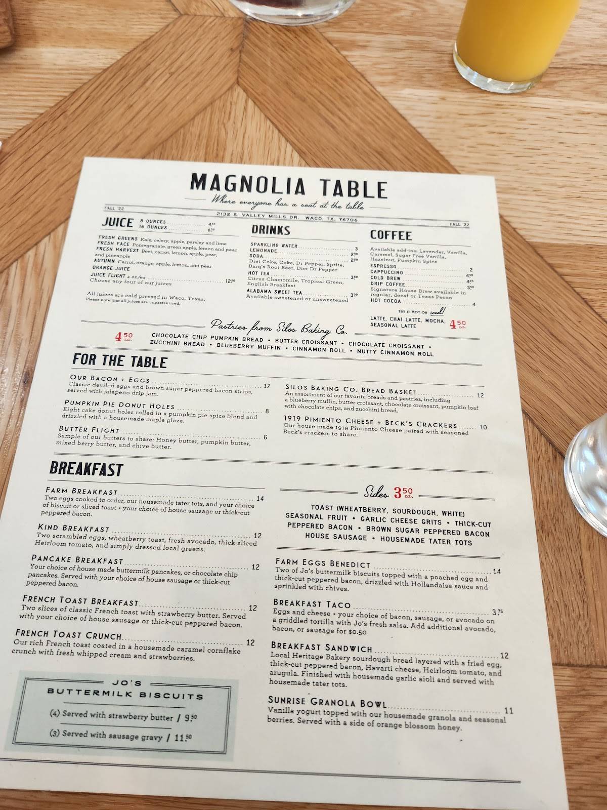Menu at Magnolia Table desserts, Waco