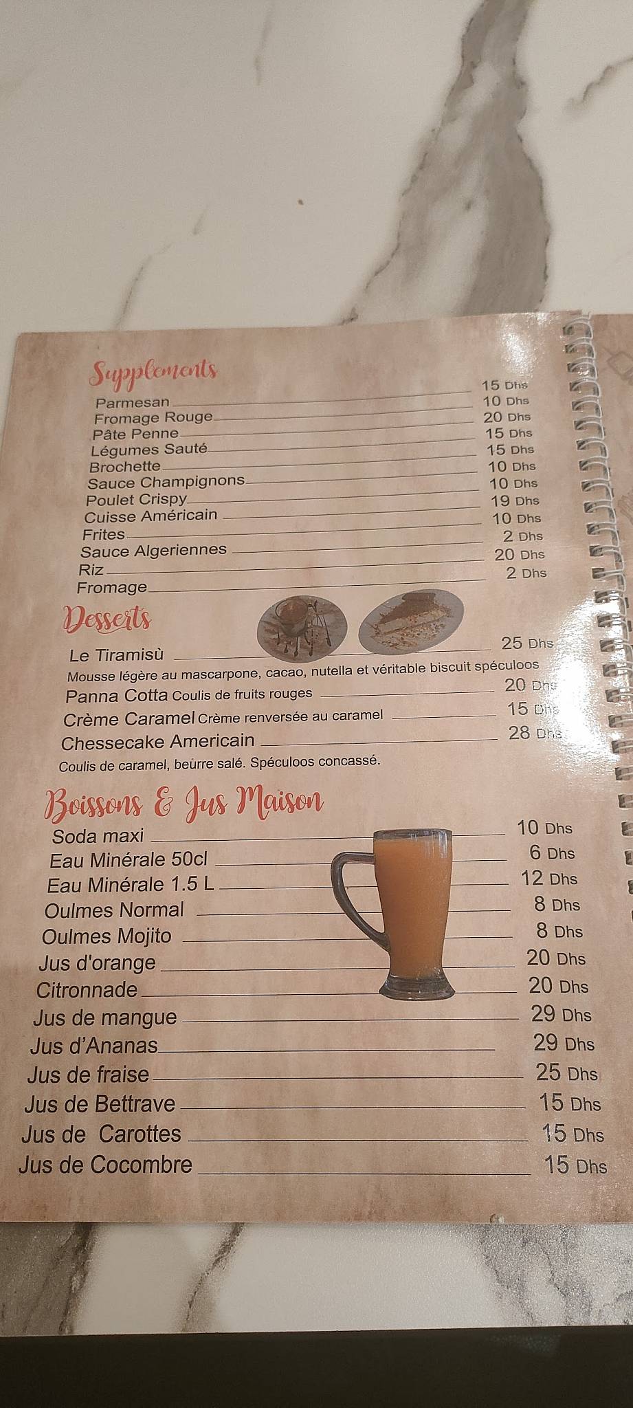 Menu at Mahboub restaurant, Casablanca, HCR5+R3Q