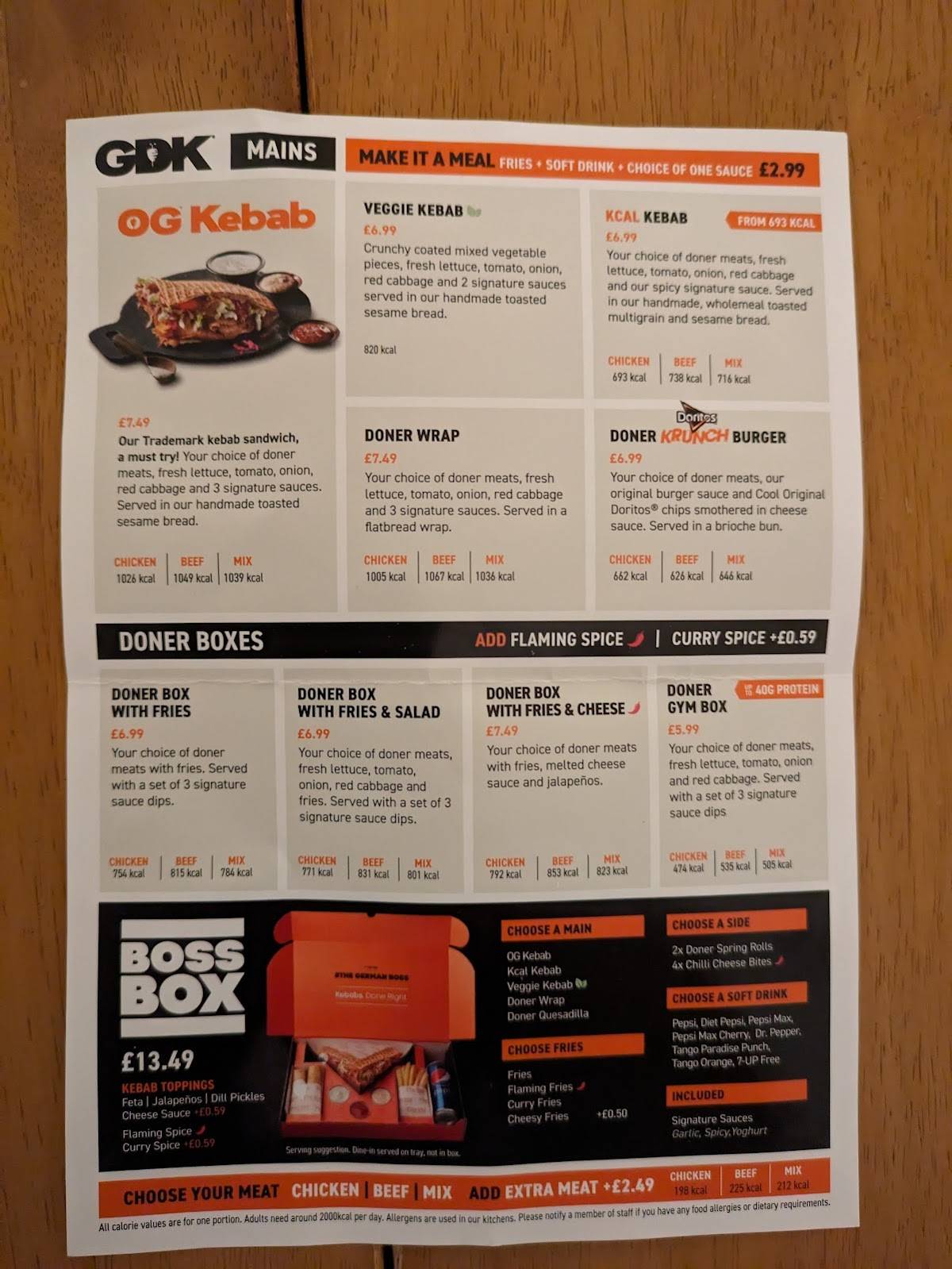Carta del restaurante German Doner Kebab (GDK), Maidenhead