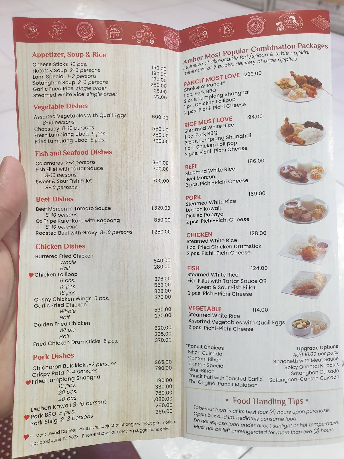 Menu at Amber Golden Plate Restaurant, Makati