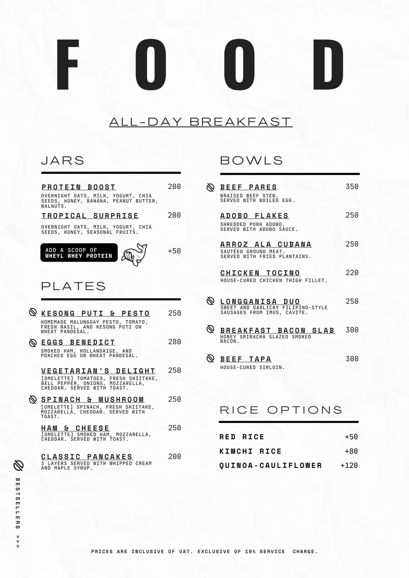 Menu at The Black Bean cafe, Makati