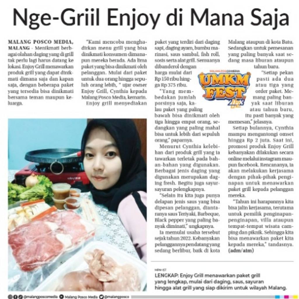 Menu at Persewaan Alat grill Enjoy Grill, Malang