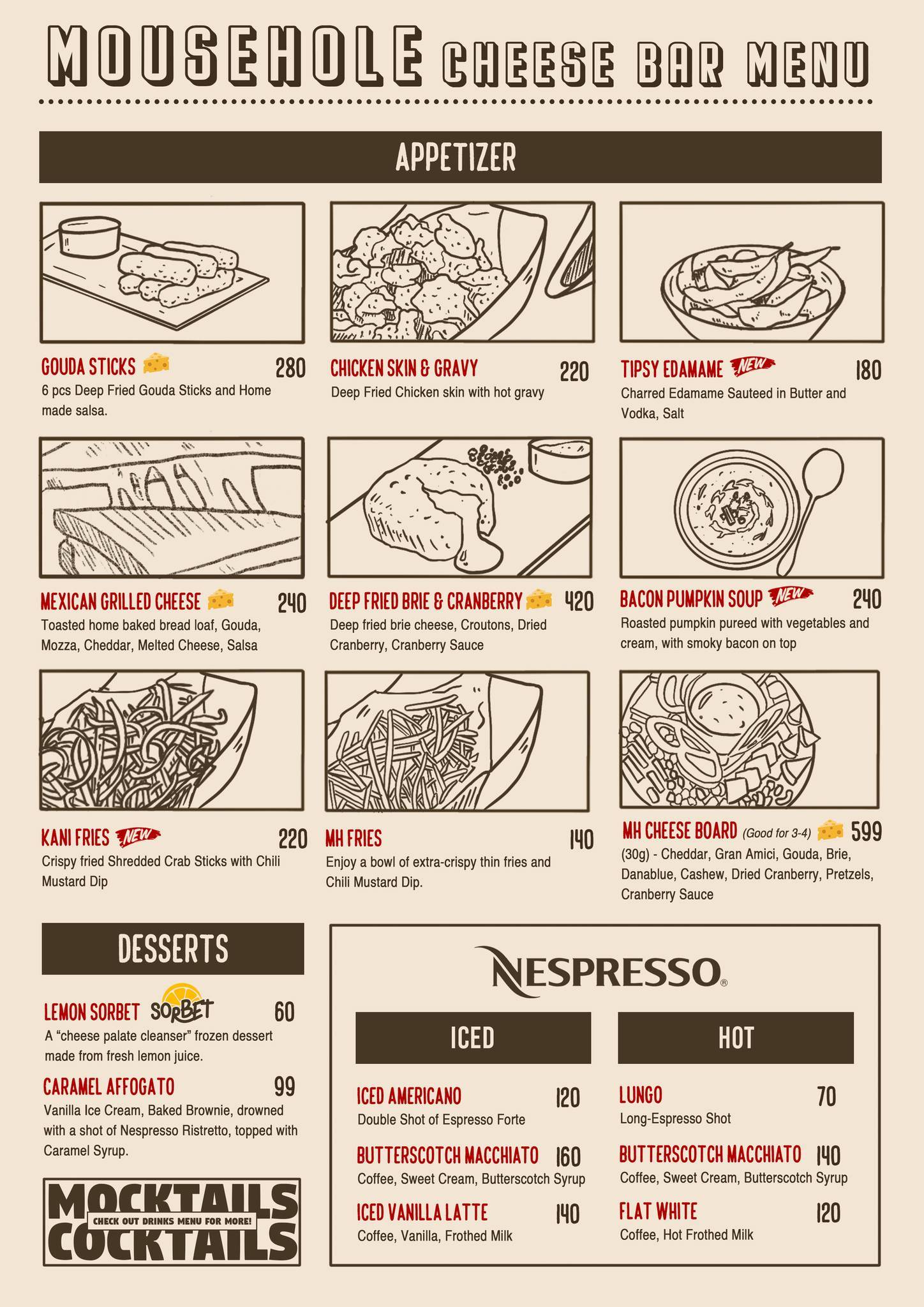 Menu at MOUSE HOLE Cheese Bar X Restaurant, Malvar